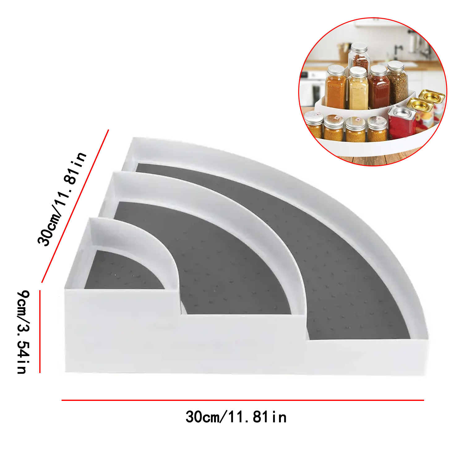 3 Tier Kitchen Cabinet Pantry Compact Corner Shelf Plastic Spice Food ...