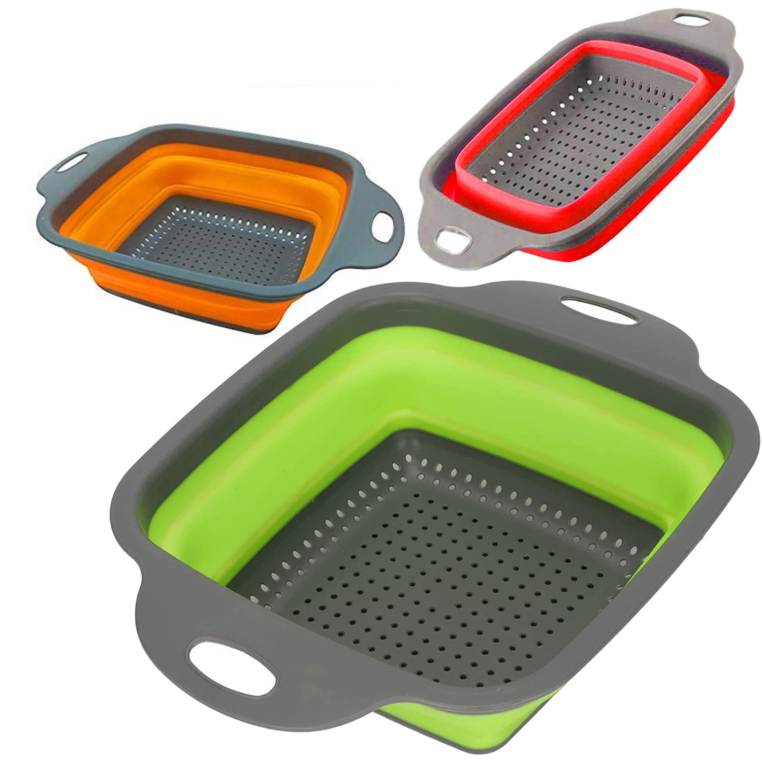 Colander Folding Draining Basket TPR plastic square Bowl For Fruits ...