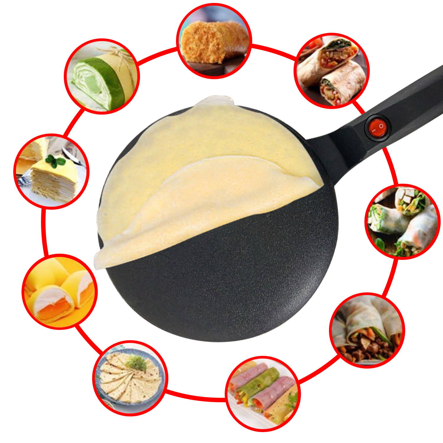 Electric Crepe Maker Pancake Machine Non-Stick Baking Pan Cake Machine ...