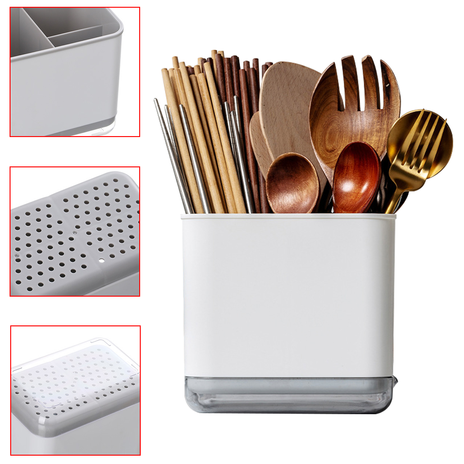 Multifunctional Chopstick Spoon Storage Double Layer Detachable ...