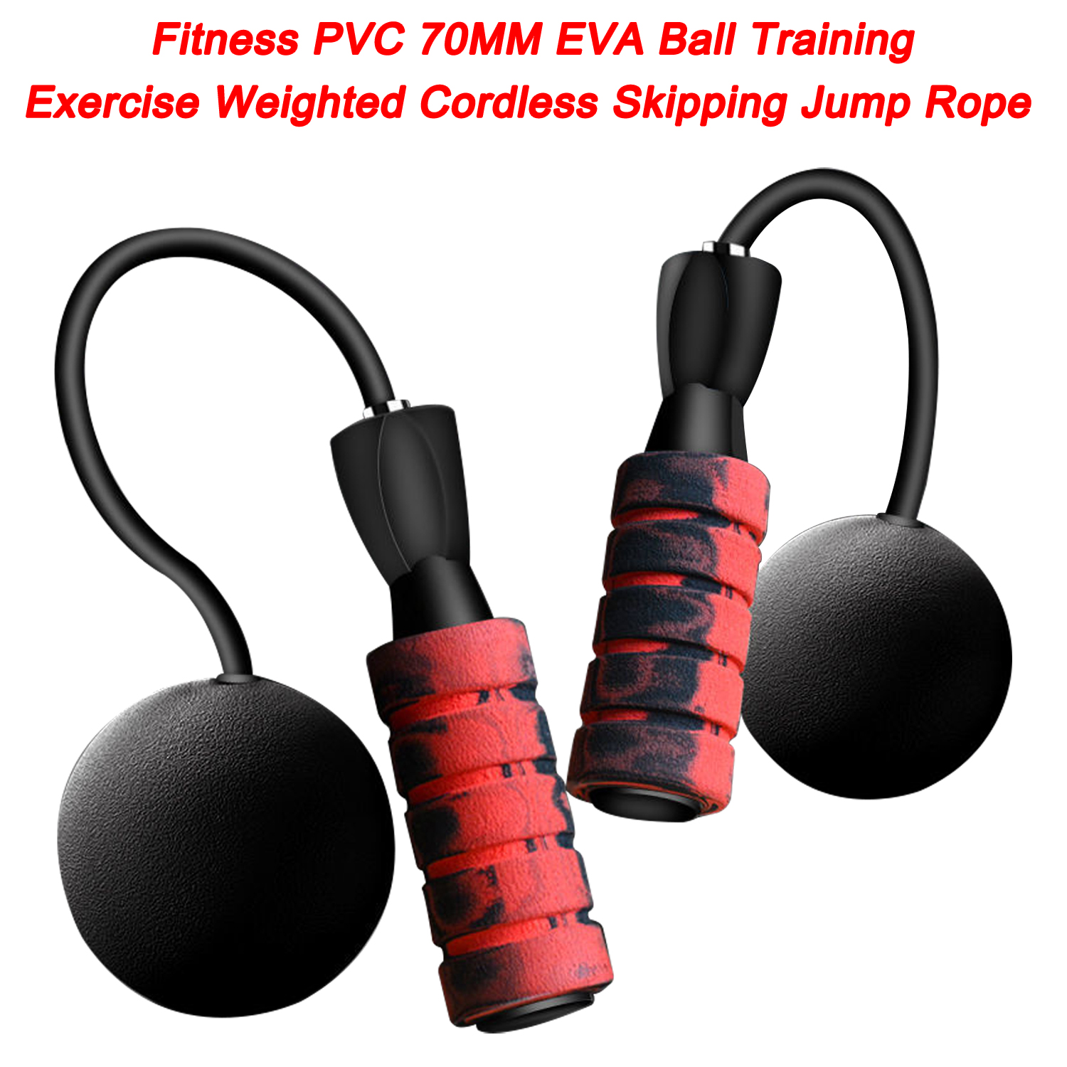 Fitness Jump Rope EVA Ball Training Exercise Weighted Cordless Skipping ...