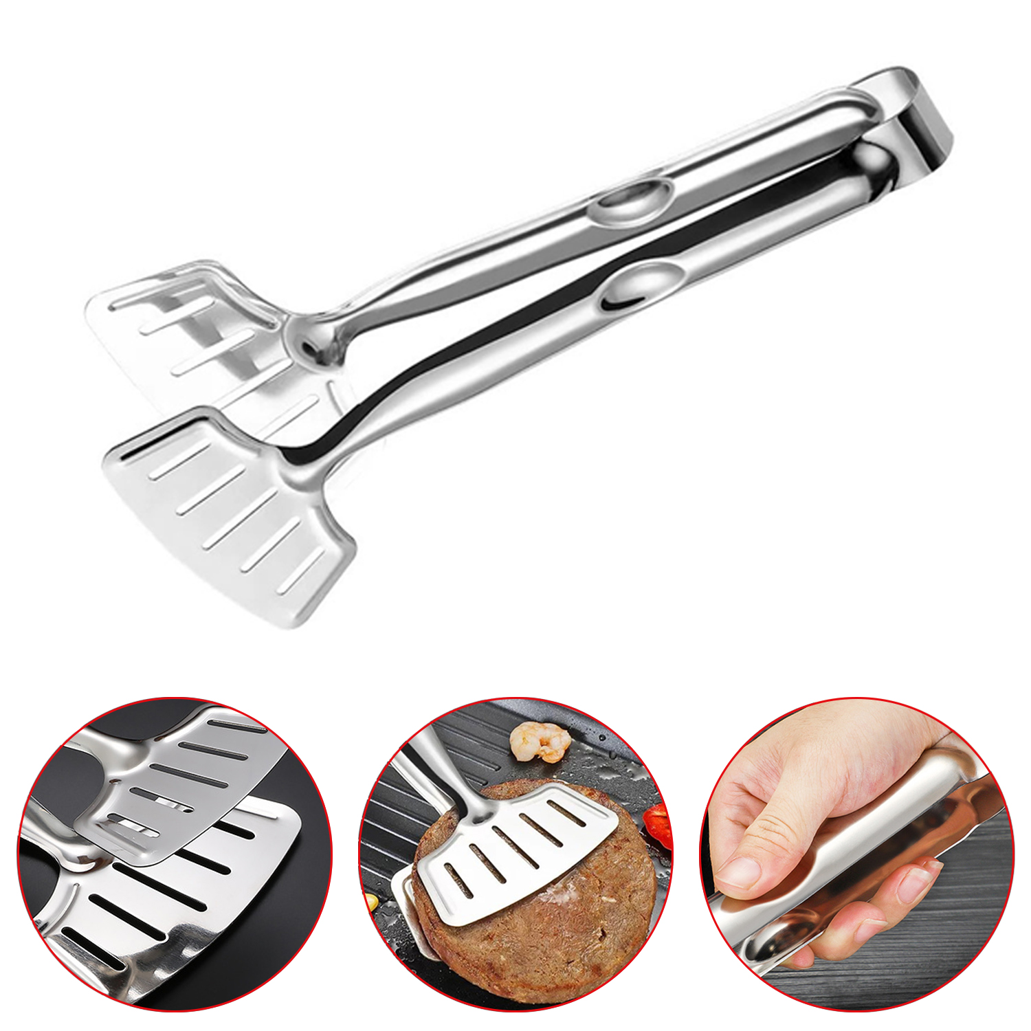 Stainless Steel Roast Fish BBQ Tong Bread Meat Clip Kitchen Cooking ...