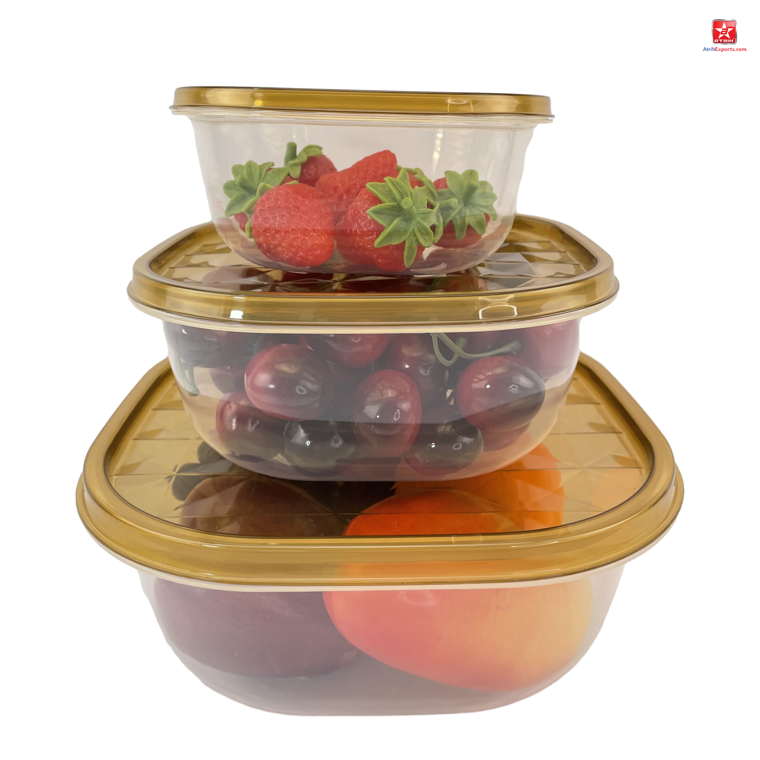 3 Pcs Kitchen Food Prep Containers Square Food Grade Plastic Food ...
