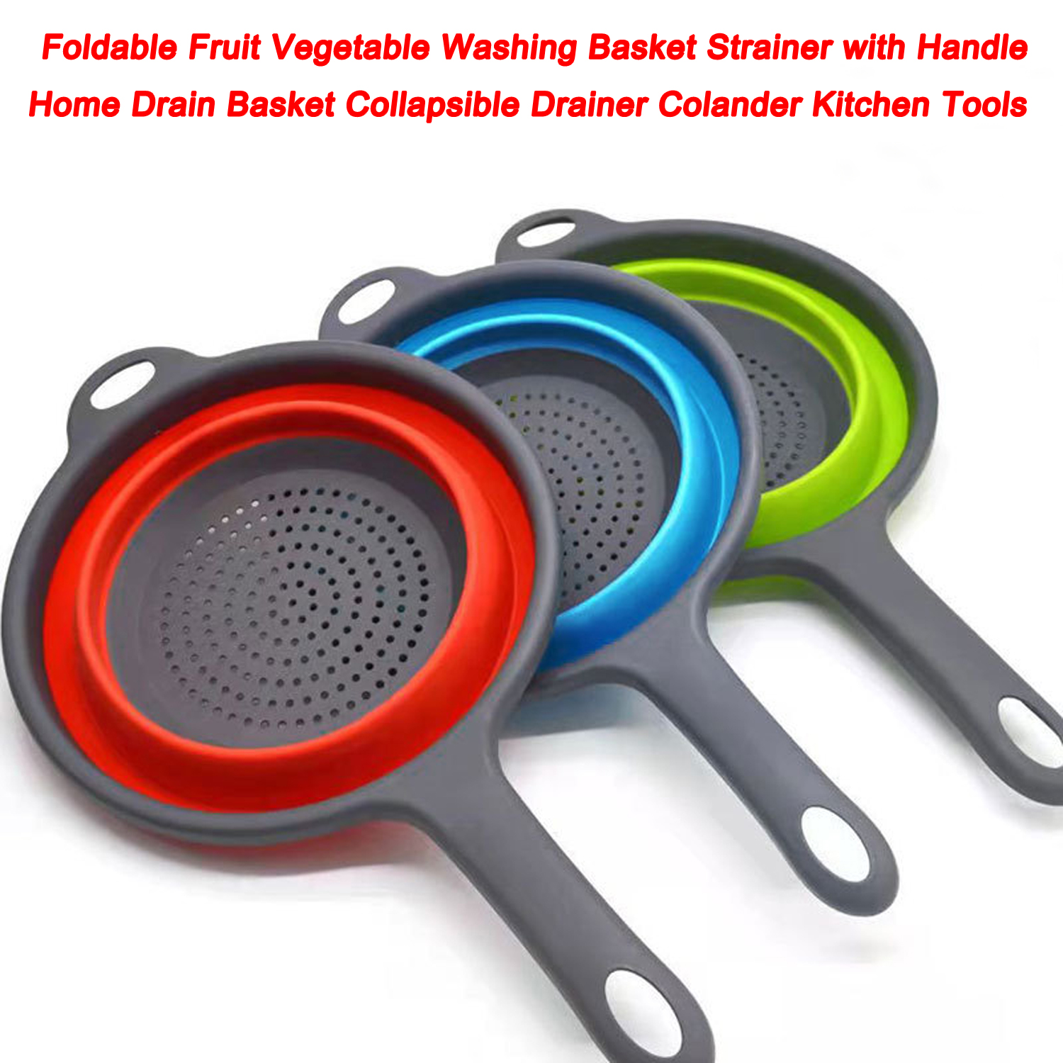 Foldable Fruit Vegetable Washing Basket Strainer with Handle, Home ...