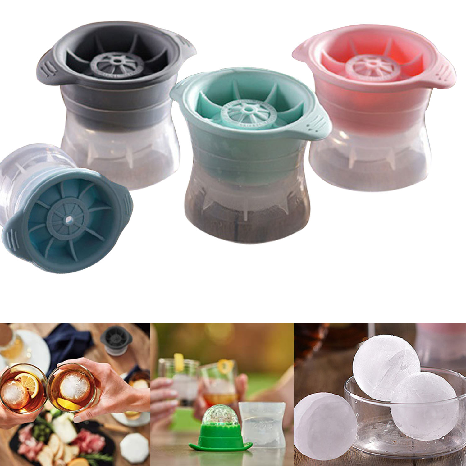 Round Ice Cube Mold 2 Pack Sphere Ice Maker Ball Molds Whiskey Ice Ball ... Round Ice Cube Mold 2 Pack Sphere Ice Maker Ball Molds Whiskey Ice Ball ...